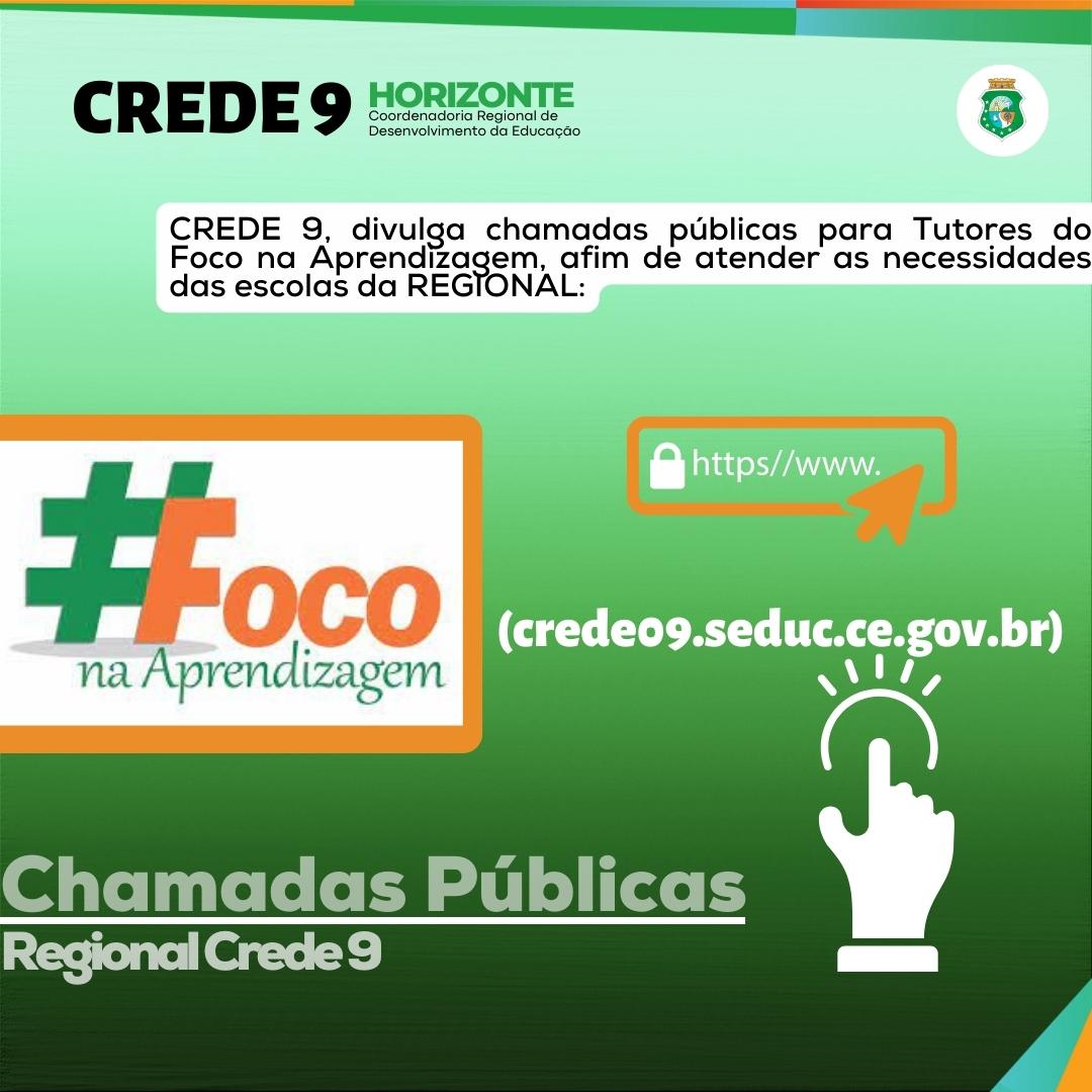 Crede 9 divulga chamada pública para tutores do Foco na Aprendizagem ...